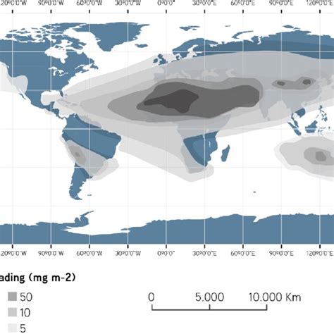 Distribution Of Atmospheric Dust Loads Around The World Source Figure Download Scientific