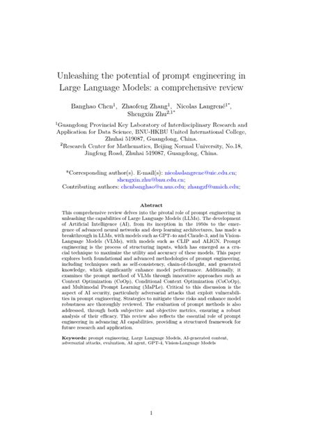 Prompting Unleashing The Potential Of Prompt Engineering In Large Language Models Pdf