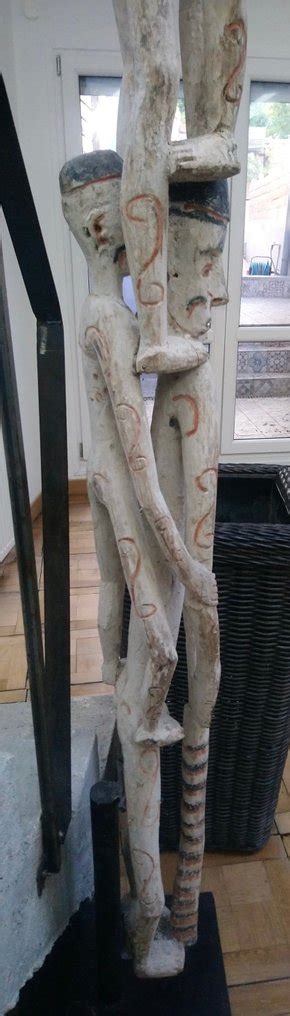 Carving Wood Bisj Pole Cm Asmat West Papua Former Irian