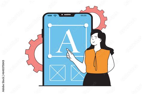 App Development Concept With People Scene In Flat Web Design Woman Developing And Engineering