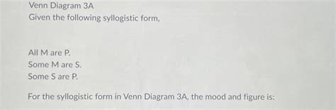 Given The Following Syllogistic Form No M Are P All Chegg Com
