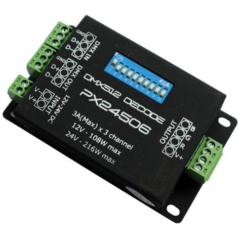 PX24506 DMX 512 Decoder 3x3A DMX Controller LED Lights RGB Led Lights Led Bulbs