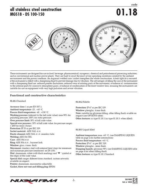 Pressure Gauges Ss316 Pdf Pipe Fluid Conveyance Pressure Measurement