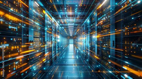 Binary Stream Flow Of Information Concept Of Blade Server Storage Big Data Modern Mainframe