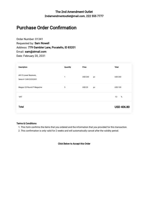 Purchase Order Confirmation Letter