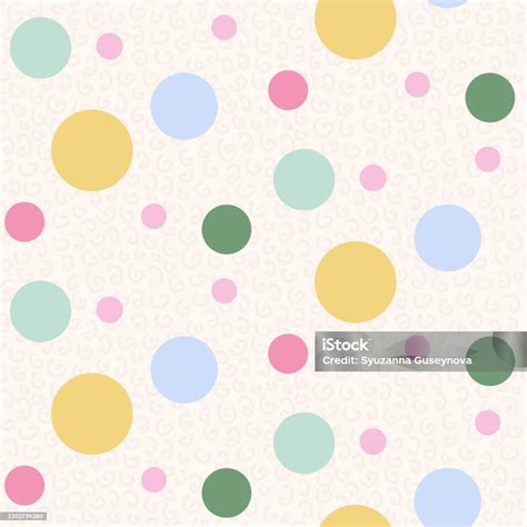 물방울 무늬 완벽 한 패턴입니다 서클 색종이 끝없는 배경 생일 라운드 요소는 커버를 반복합니다 다채로운 혼돈의 반점이 질감이