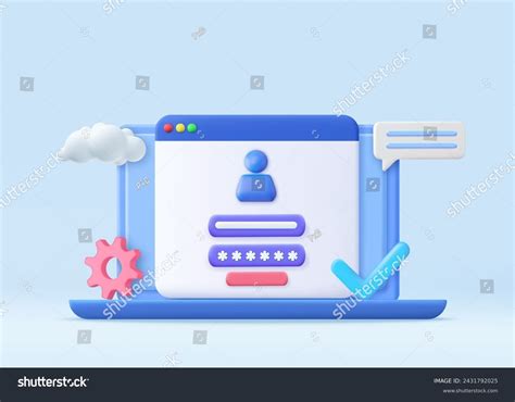 3d Computer Account Login Password Form Stock Vector Royalty Free