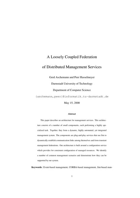 pdf a loosely coupled federation of distributed management services