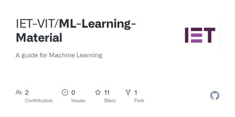 Github Iet Vitml Learning Material A Guide For Machine Learning