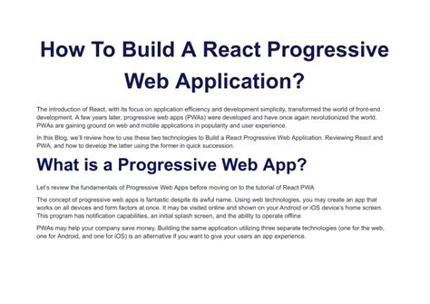 Ppt How To Build A React Progressive Web Application Powerpoint