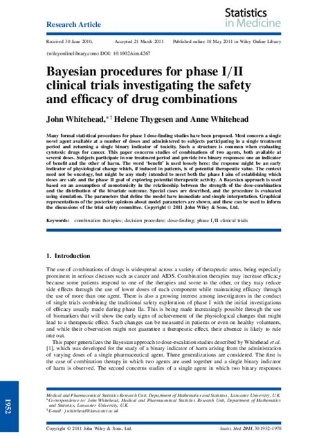 Pdf Bayesian Procedures For Phase Iii Clinical Trials Investigating The Safety And Efficacy
