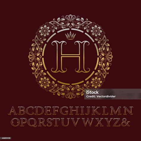 H 초기 모노그램이 있는 텐드릴 골드 윤곽 글자 0명에 대한 스톡 벡터 아트 및 기타 이미지 0명 개체 그룹 고풍스런 Istock