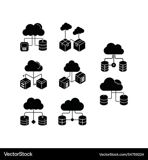 Cloud Storage Data Transfer Icon Silhouette Bundle