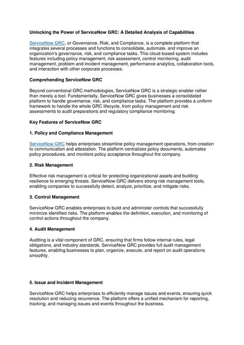 Ppt Unlocking The Power Of Servicenow Grc A Detailed Analysis Of Capabilities Powerpoint