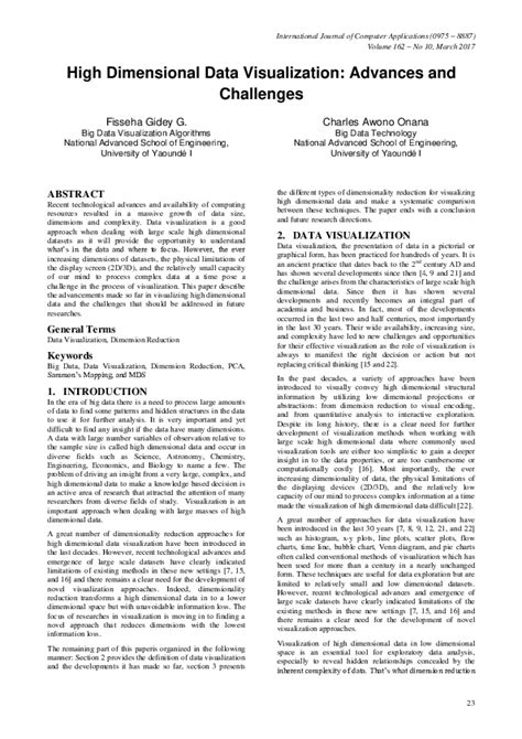 Pdf High Dimensional Data Visualization Advances And Challenges