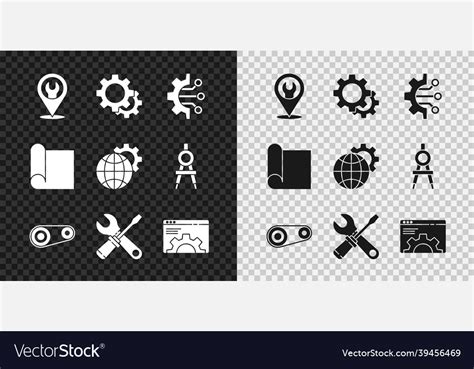 Set Location With Wrench Spanner Gear Algorithm Vector Image