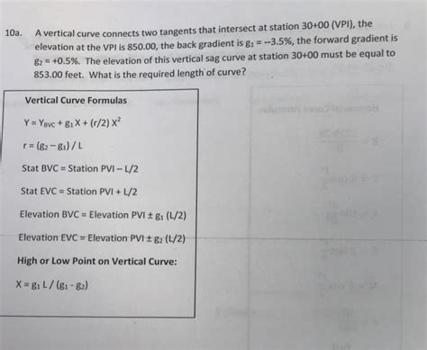 Solved A Vertical Curve Connects Two Tangents That Intersect Chegg Com