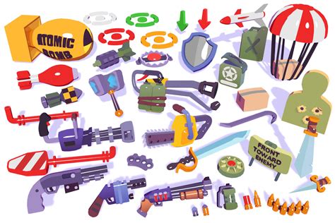 Hypercasual Action Props Pack Volume 2 3d Weapons Unity Asset Store