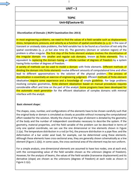 Unit 2 Fem Pdf Finite Element Method Matrix Mathematics
