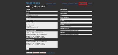 Configuration Fossbill Docs