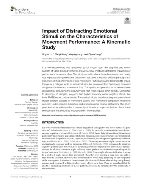 Pdf Impact Of Distracting Emotional Stimuli On The Characteristics Of Movement Performance A