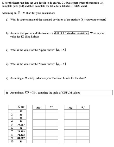 3 For The Heart Rate Data Set You Decide To Do An
