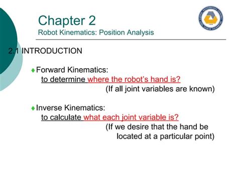 Chapter 2 Robot Kinematics Ppt