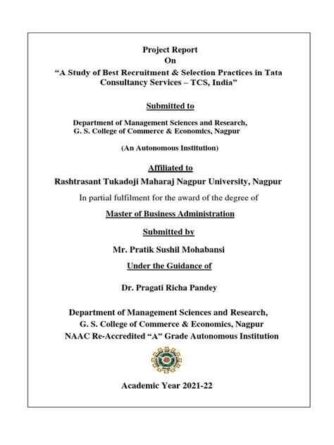 Department Of Management Sciences And Research G S College Of Commerce And Economics Nagpur