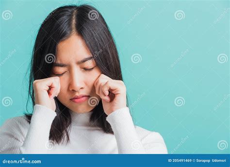 Woman Displeased Upset Female Frowns Face As Going To Cry Stock Image