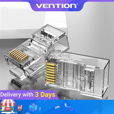 Vention Rj45 Connector Cat6 Cat5e Cat5 Network Plug 8p8c Modular Ethernet Cable Crimp Connectors