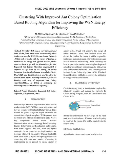 Clustering With Improved Ant Colony Optimization Based Routing Algorithm For Improving The Wsn