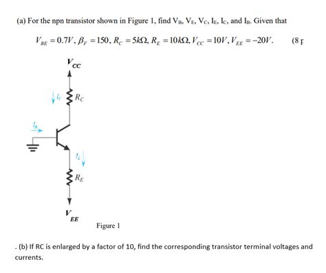 Solved A For The Npn Transistor Shown In Figure 1 Find