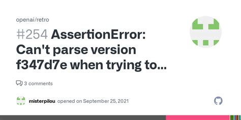 Assertionerror Cant Parse Version F347d7e When Trying To Install · Issue 254 · Openairetro
