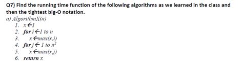 Solved Q2 Sort The Following Running Time Functions In An