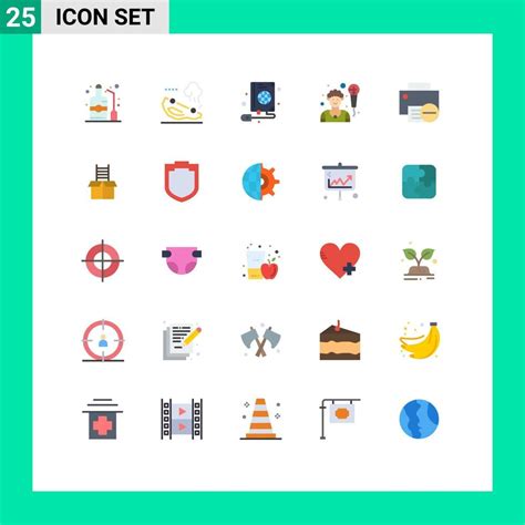 Set Of 25 Vector Flat Colors On Grid For Gadget Computers Mouse Singer Artist Editable Vector