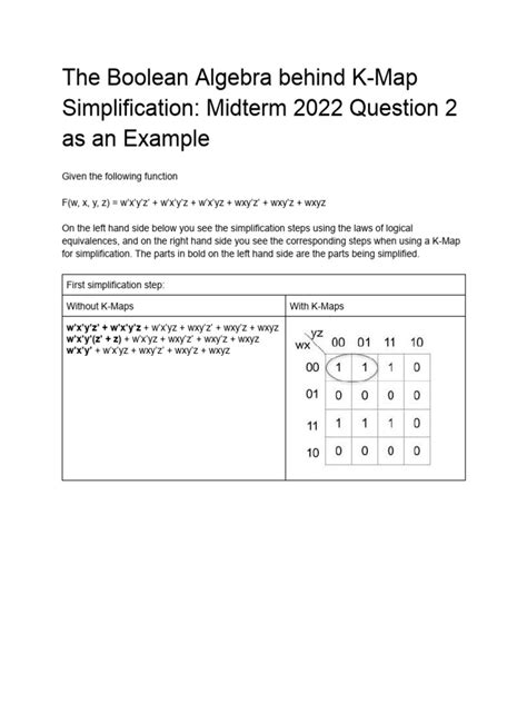 The Boolean Algebra Behind K Map Simplification Midterm 2022 Q2 As An