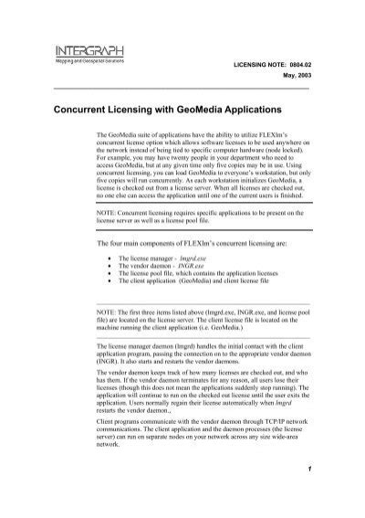Concurrent Licensing With Geomedia Applications Intergraph