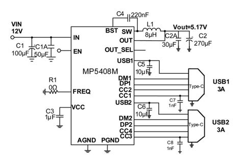 MP5408M 6A 36V Frequency Programmable Step Down Converter With Smart Dual USB Charging