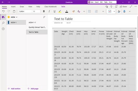 Convert Formatted Text As A Table In Onenote Uwp Office Onenote Gem Add Ins