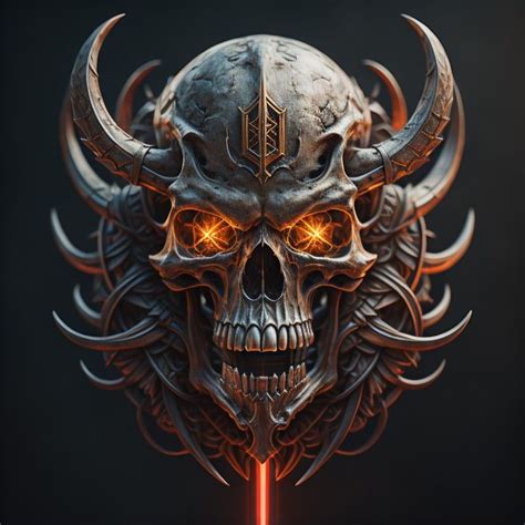 Demonic Skull Tattoo With Glowing Eyes