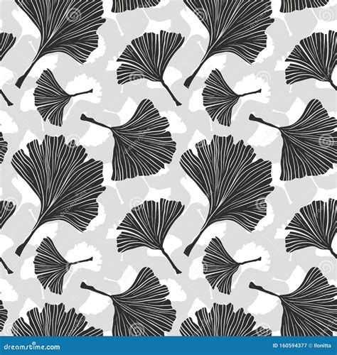 Ginkgo Biloba Leaves Seamless Vector Pattern Stock Vector Illustration Of Contrast