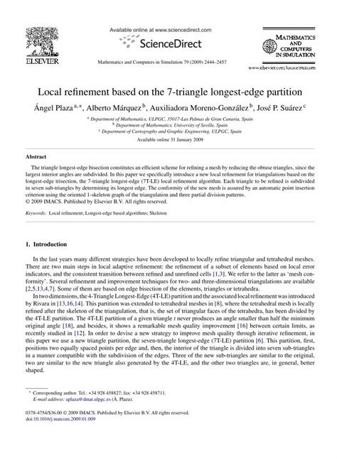 Pdf Local Refinement Based On The 7 Triangle Longest Edge Partition