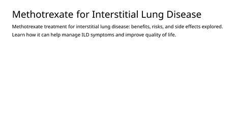 Methotrexate For Interstitial Lung Disease Medsis