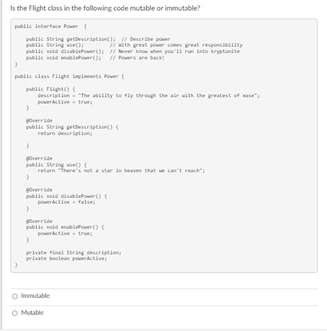 Solved Is The Flight Class In The Following Code Mutable Or