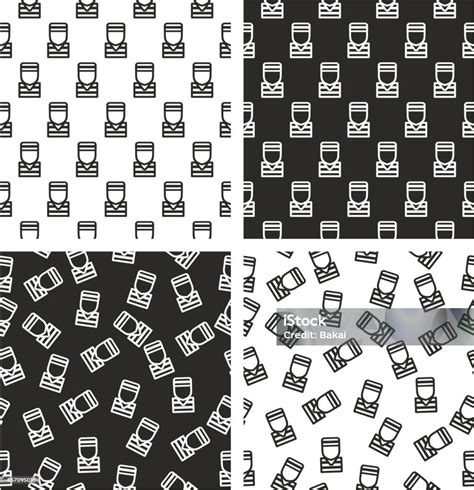 prisoner or inmate avatar aligned random seamless pattern set stock