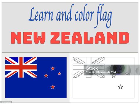교육 및 학습을위한 뉴질랜드 국기 색칠 공부 책 원래 색상과 비율 단순히 벡터 일러스트 국가에서 플래그 세트 컬러링 북 페이지 일러스트레이션 기법에 대한 스톡 벡터 아트 및