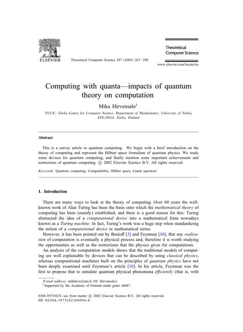 Pdf Computing With Quanta Impacts Of Quantum Theory On Computation