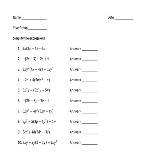 Printable Simplify Using Distributive Property Worksheet Free Download And Print For You