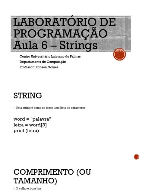Ap2 Aula 6 Manipulação De Strings Pdf Caixa Alta E Caixa Baixa Linguística
