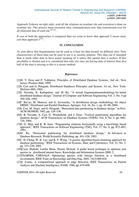 Fragmentation As A Part Of Security In Distributed Database A Survey Pdf
